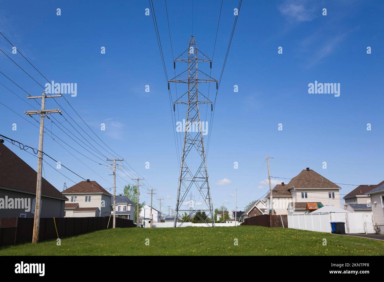 Hydro electricity transmission towers running through residential ...