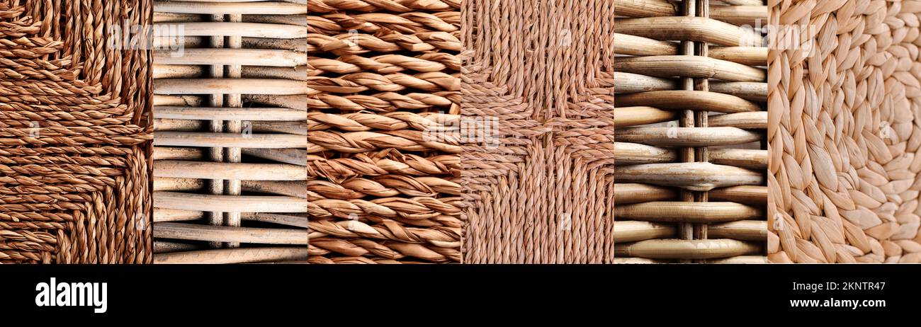 Collection of rattan textures, closeup Stock Photo - Alamy