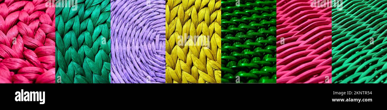 Collage of color rattan textures, closeup Stock Photo - Alamy