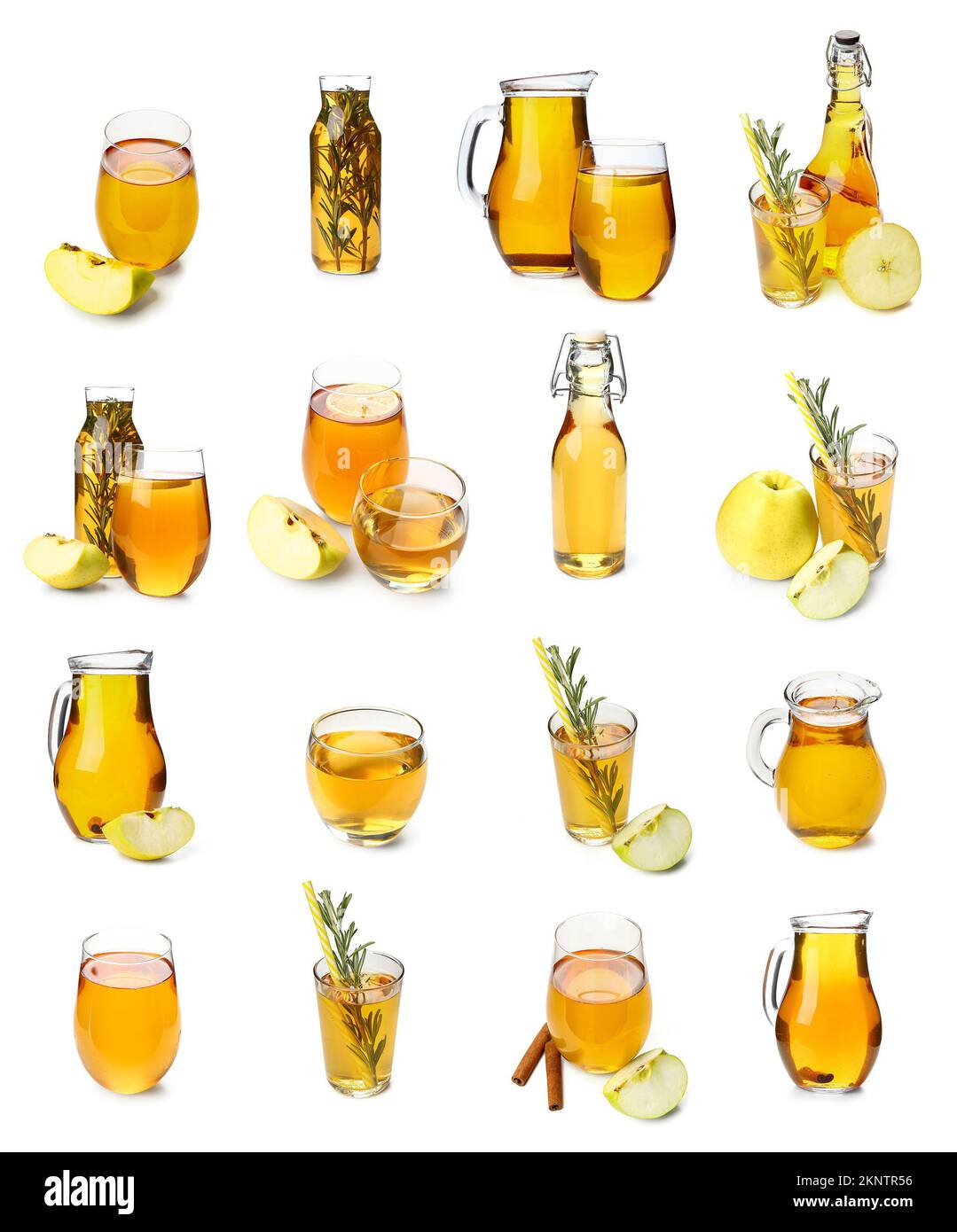 Set of fresh apple juice isolated on white Stock Photo - Alamy
