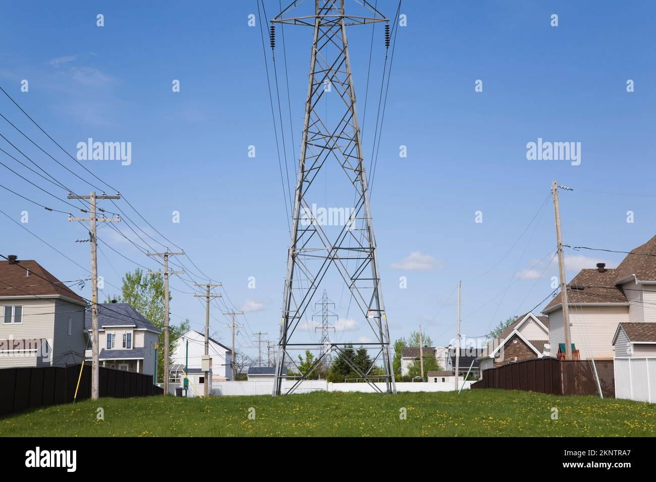 Hydro electricity transmission towers running through residential ...