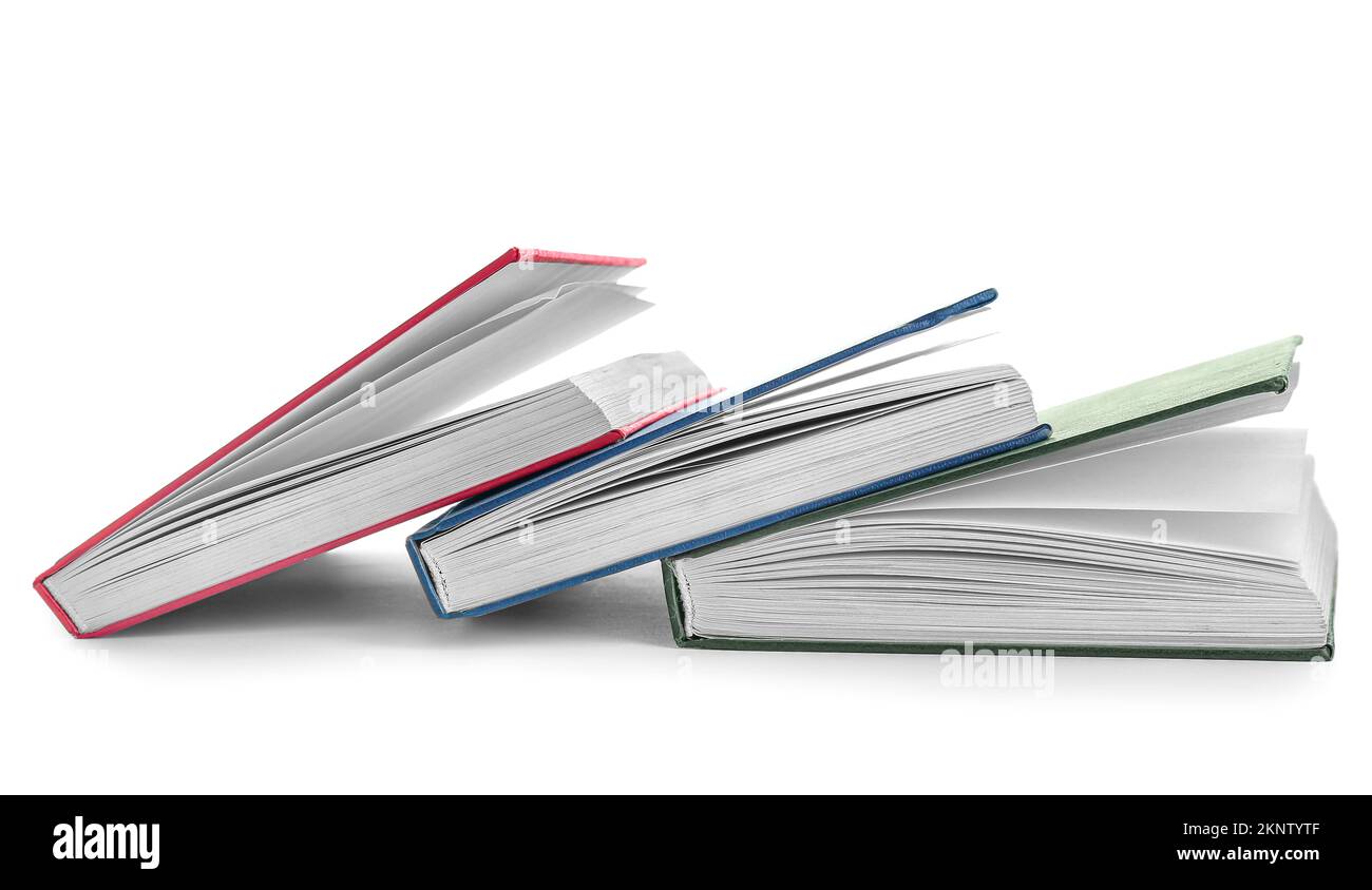 Different books isolated on white background Stock Photo - Alamy