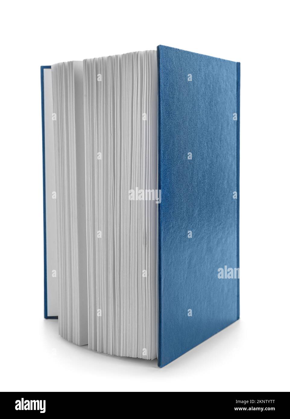 Flying blue hardcover book on white background Stock Photo - Alamy