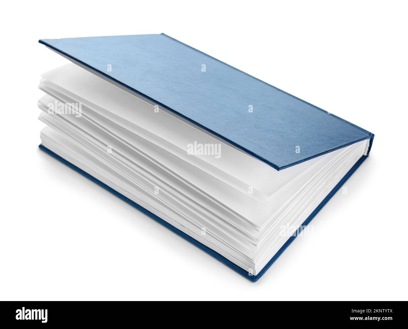 Flying blue hardcover book on white background Stock Photo - Alamy