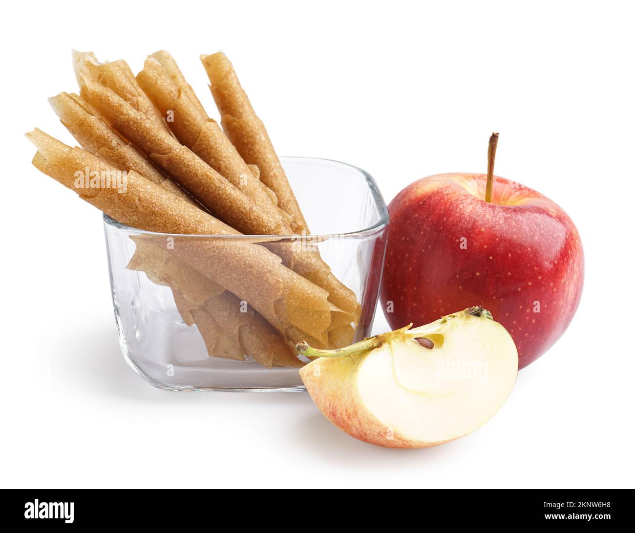 Bowl of delicious apple pastilles on white background Stock Photo - Alamy