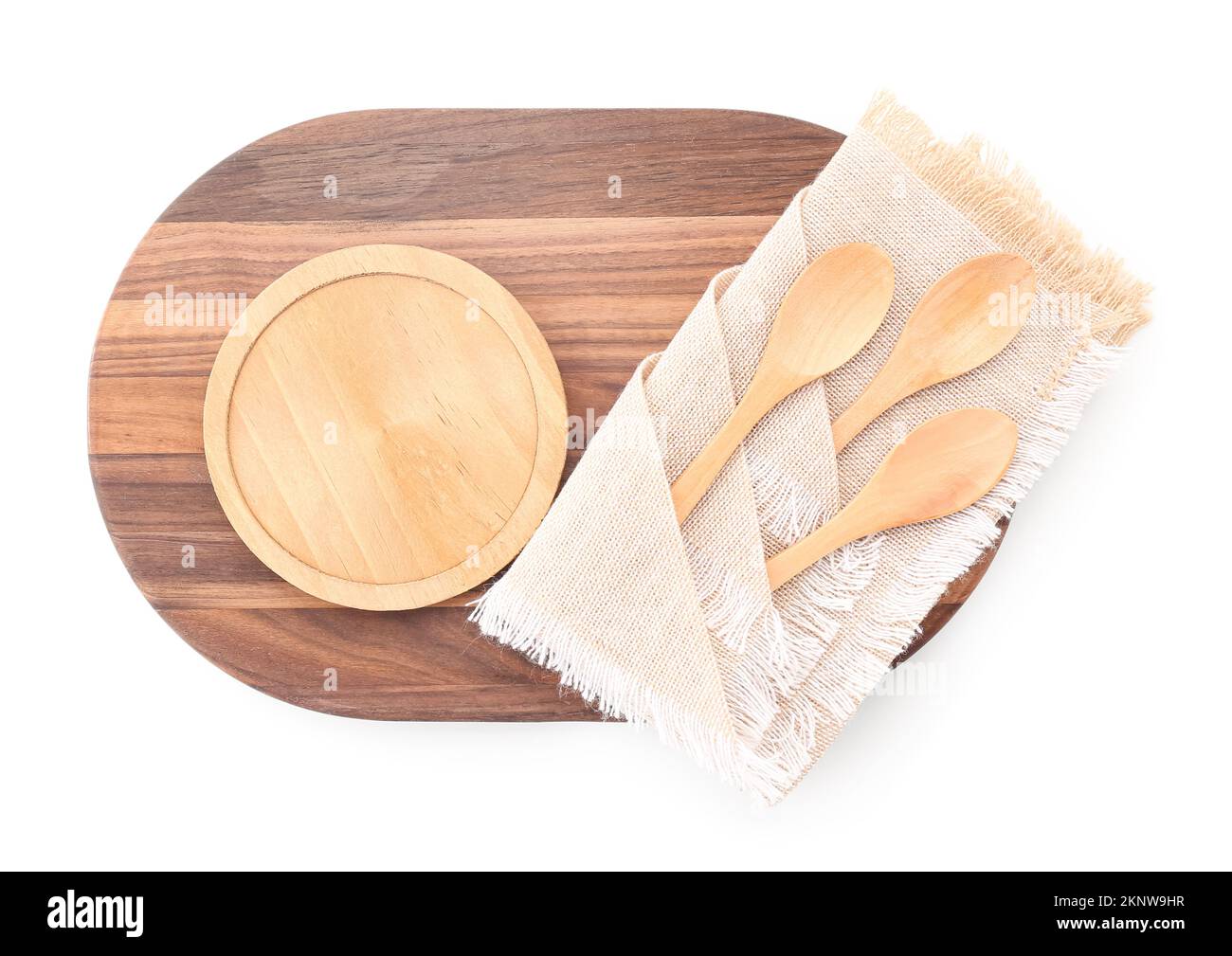 Stylish table setting with wooden spoons on white background Stock ...