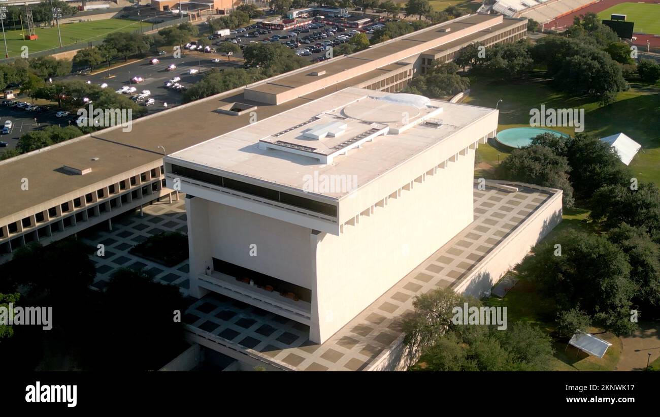 LBJ Lyndon Baines Johnson Library and Museum in Houston from above ...