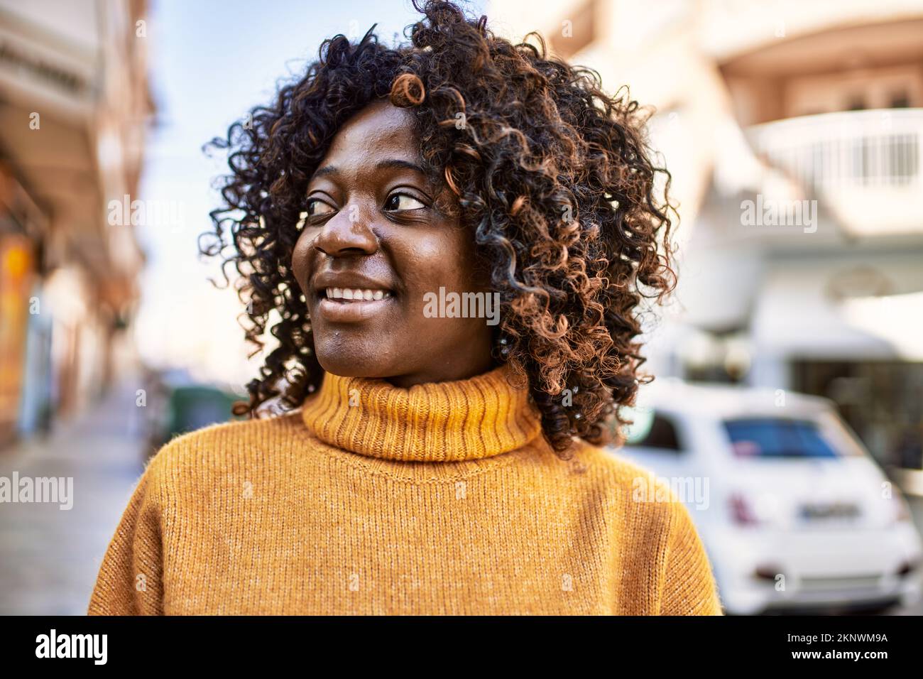 African american woman smiling confident at street Stock Photo - Alamy