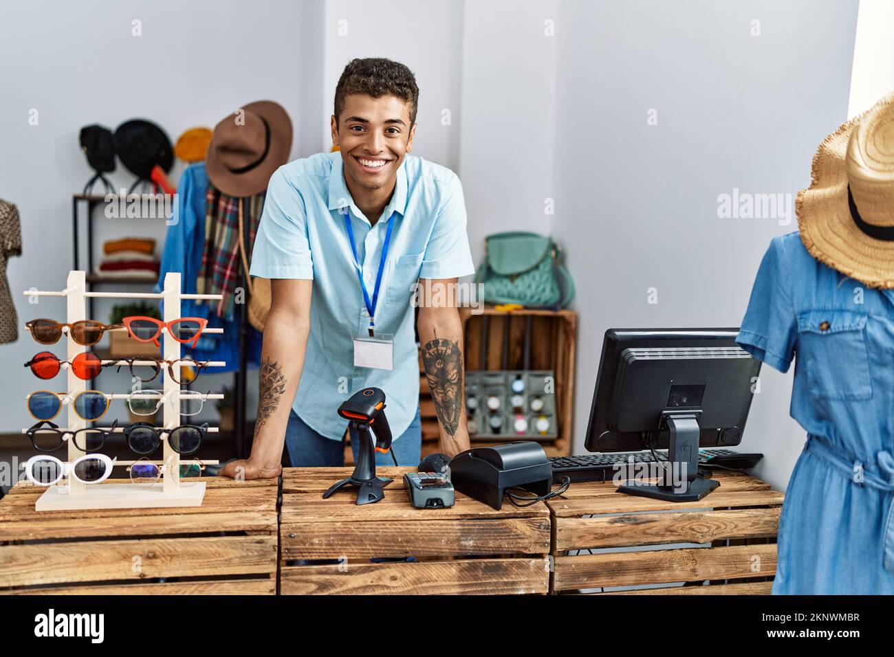 Hispanic man male shopping shop business store manager hi-res stock ...