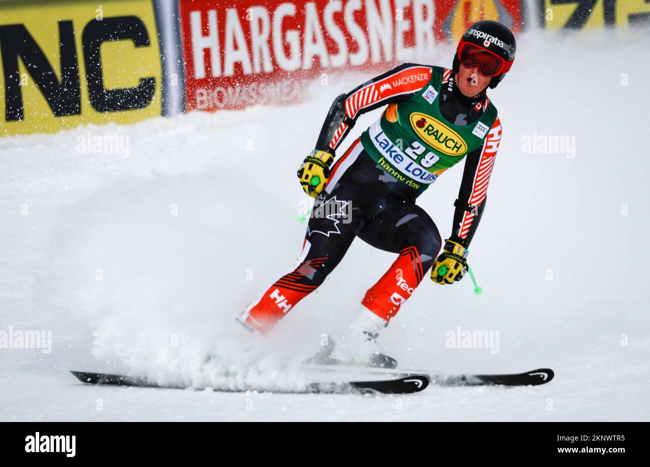 Canada's Broderick Thompson reacts in the finish area following his run ...