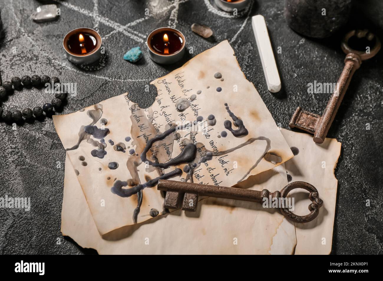 Magic attributes on dark hi-res stock photography and images - Alamy