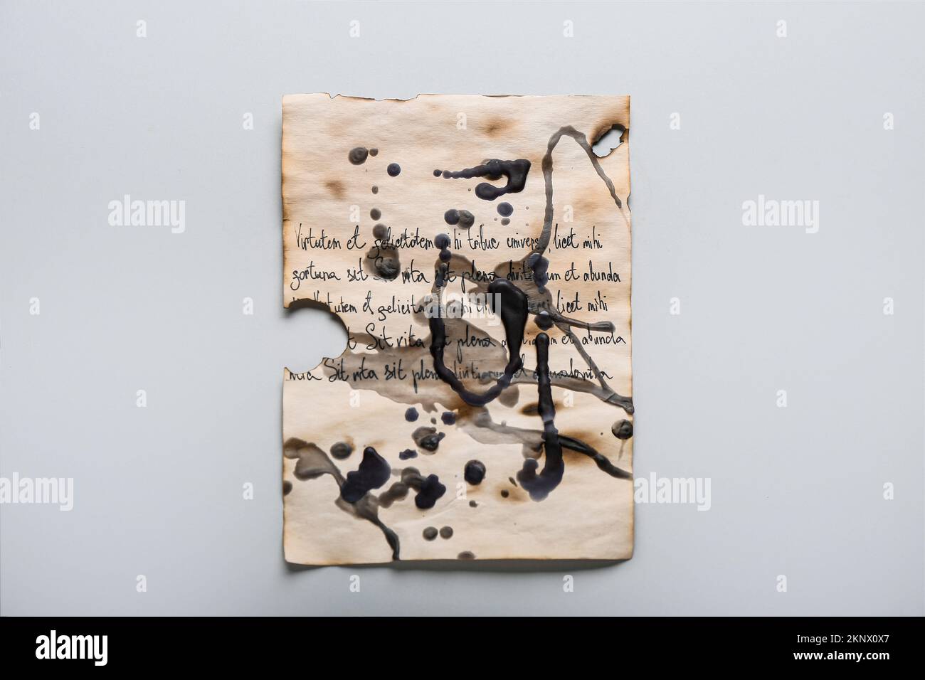 Vintage paper with text of spell for magic ritual on white background ...