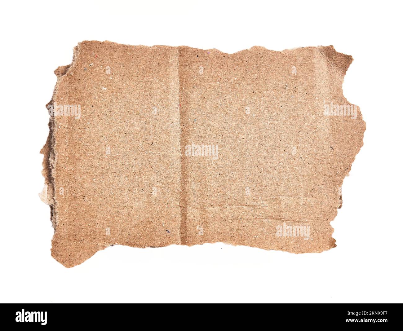 One ripped piece of cardboard material over isolated white background ...