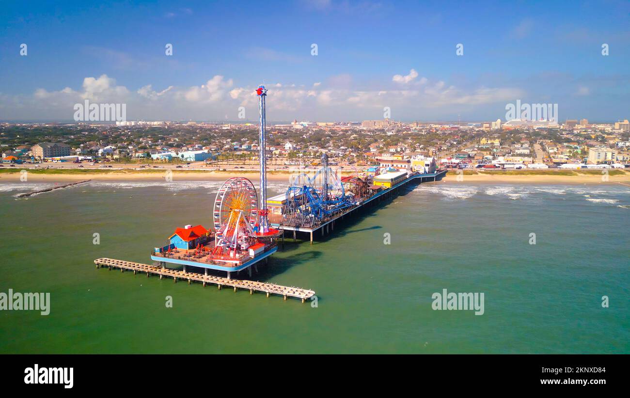 Pleasure Pier of Galveston Texas from above - GALVESTON, UNITED STATES ...