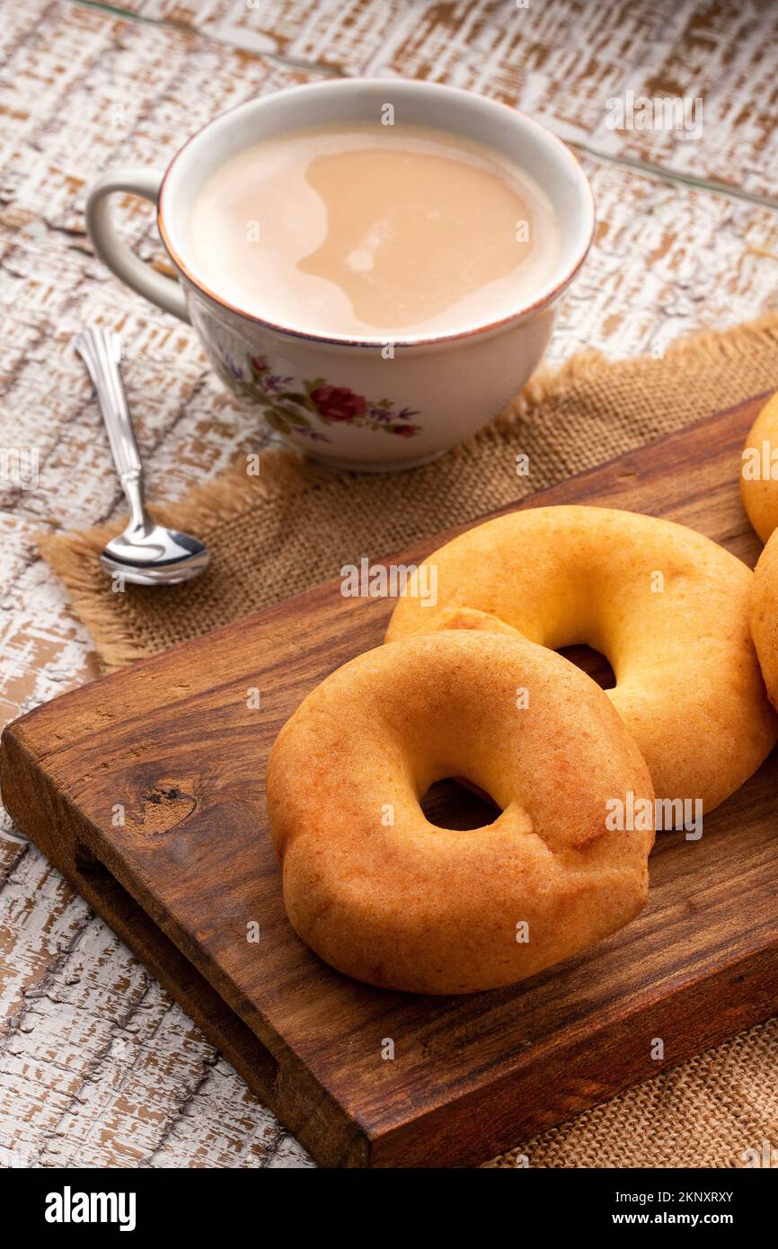 Pandequeso with coffee drink, traditional Colombian breakfast Stock ...
