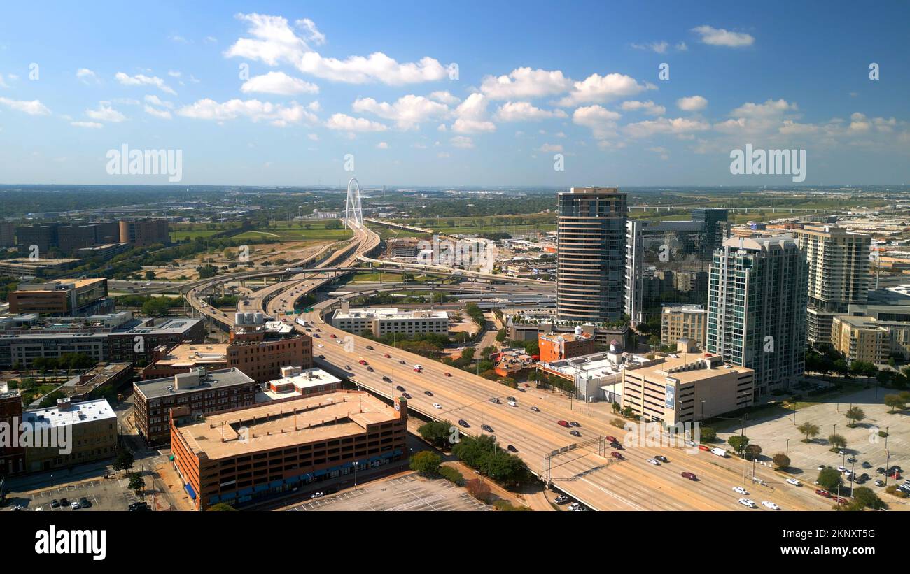 Heavy street traffic in the city of Dallas from above - DALLAS, UNITED ...