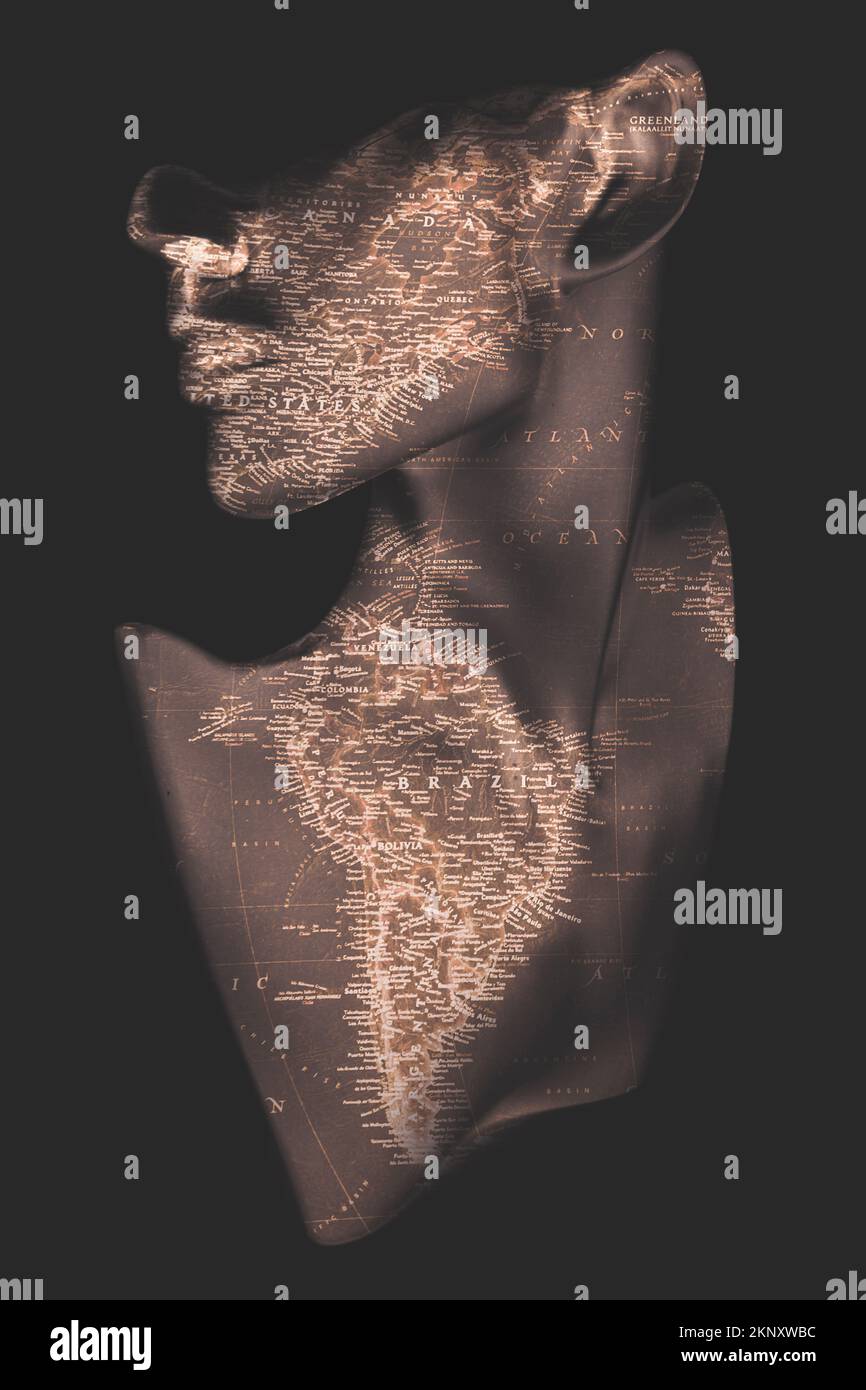 Abstract world map with human face hi-res stock photography and images ...