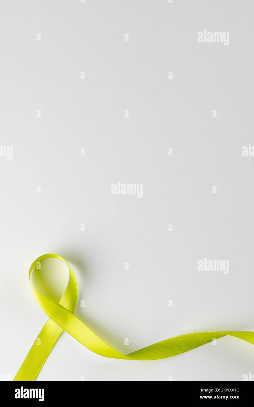 Vertical composition of light green std health awareness ribbon, on ...