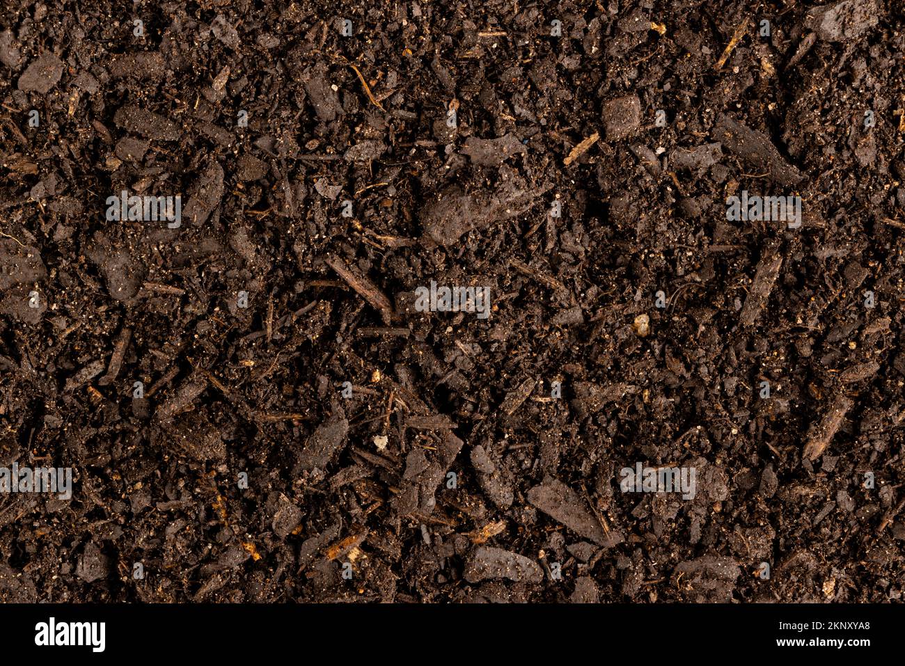 Full frame of dark rich peat soil and bark pieces Stock Photo - Alamy