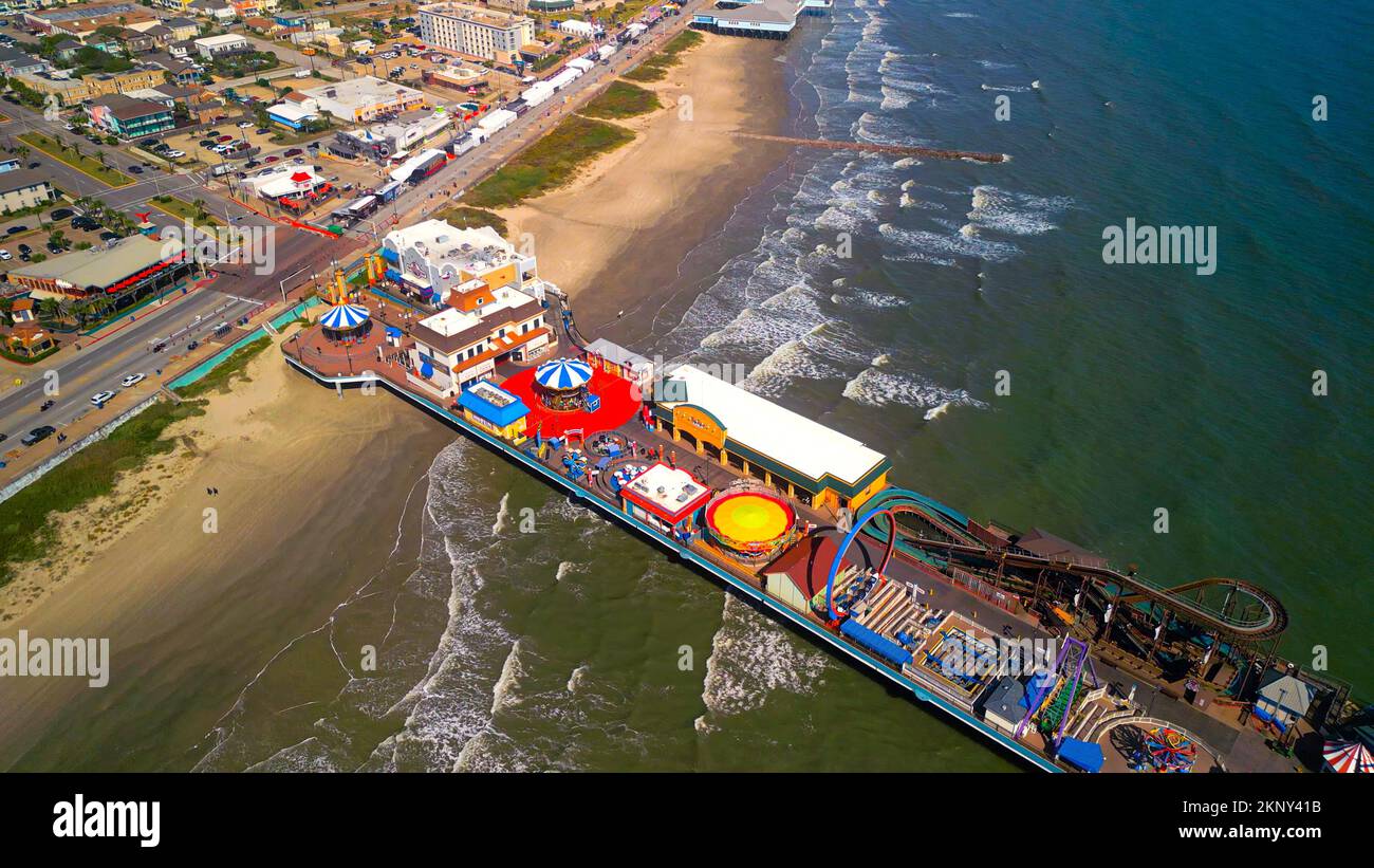 Pleasure Pier of Galveston Texas from above - GALVESTON, UNITED STATES ...