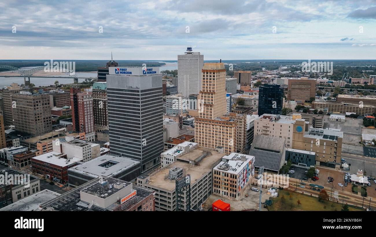 The city center of Memphis downtown from above - MEMPHIS, UNITED STATES ...