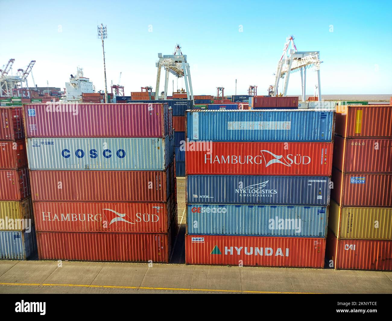 shipping Containers for importing and exporting in a container terminal ...