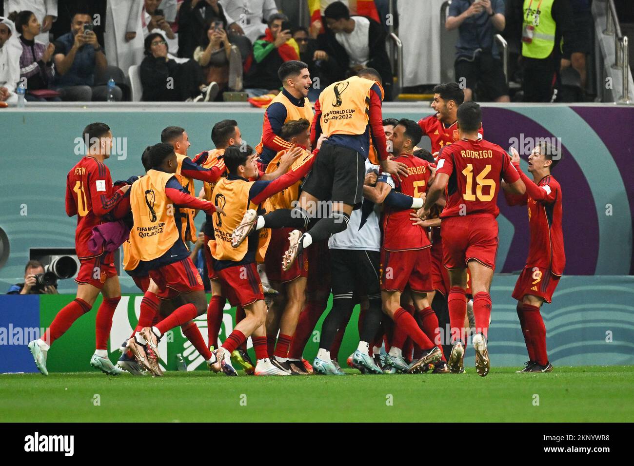 Spanish Team celebrate goal during Spain v Germany match of the Fifa ...