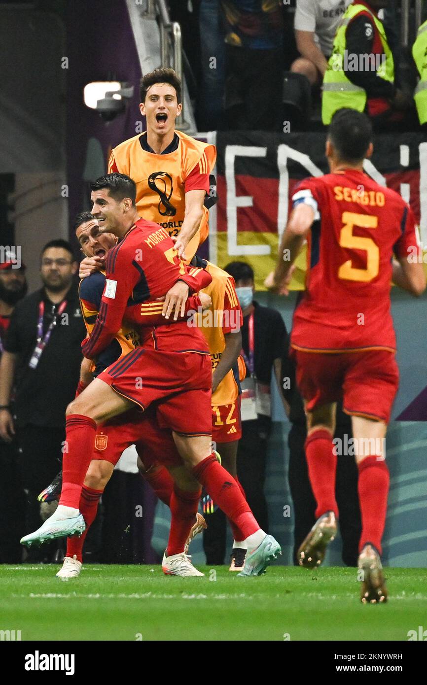 Spanish Team celebrate goal during Spain v Germany match of the Fifa ...