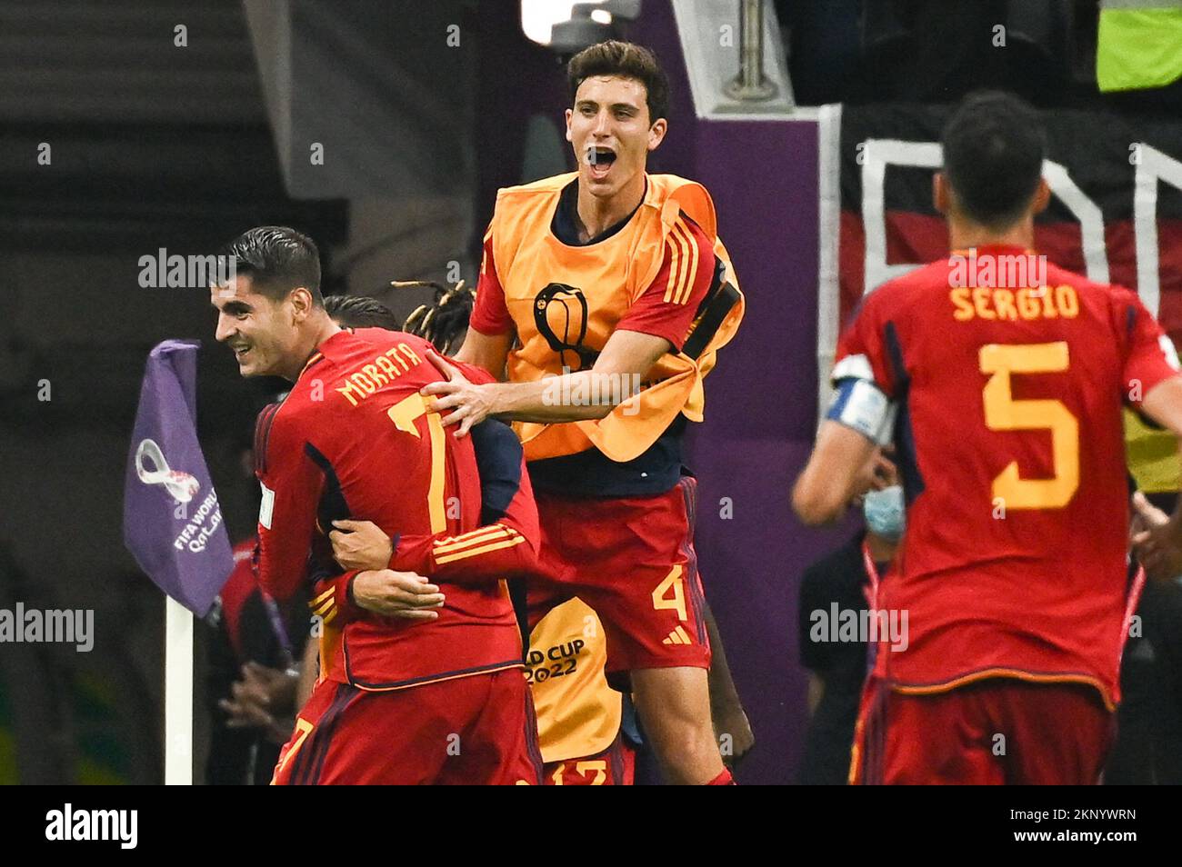Spanish Team celebrate goal during Spain v Germany match of the Fifa ...