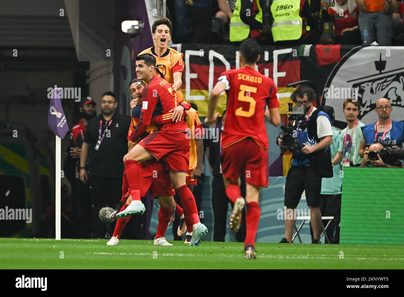 Spanish Team celebrate goal during Spain v Germany match of the Fifa ...