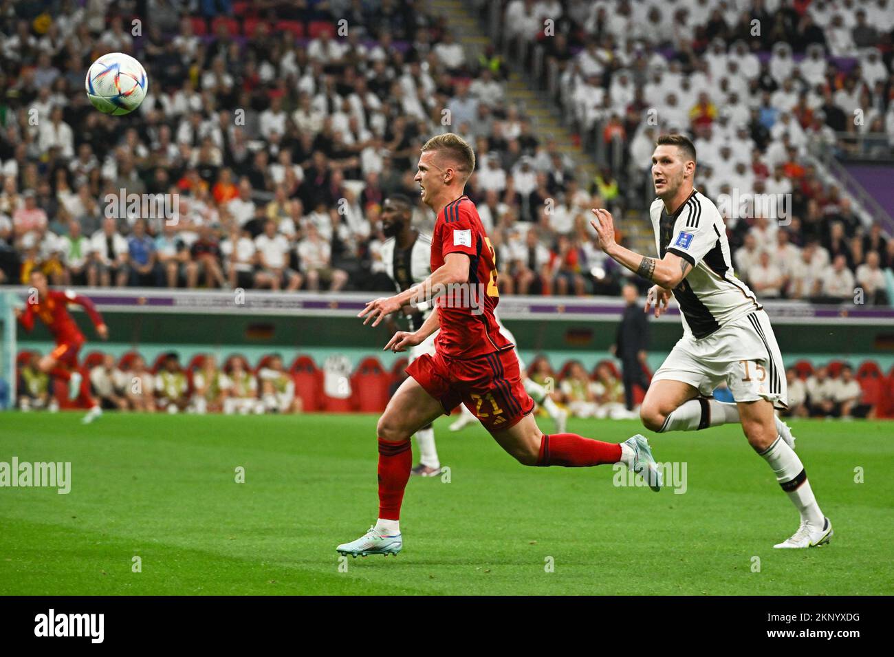 Dani Olmo of Spain and Niklas Sule of Germany during Spain v Germany ...