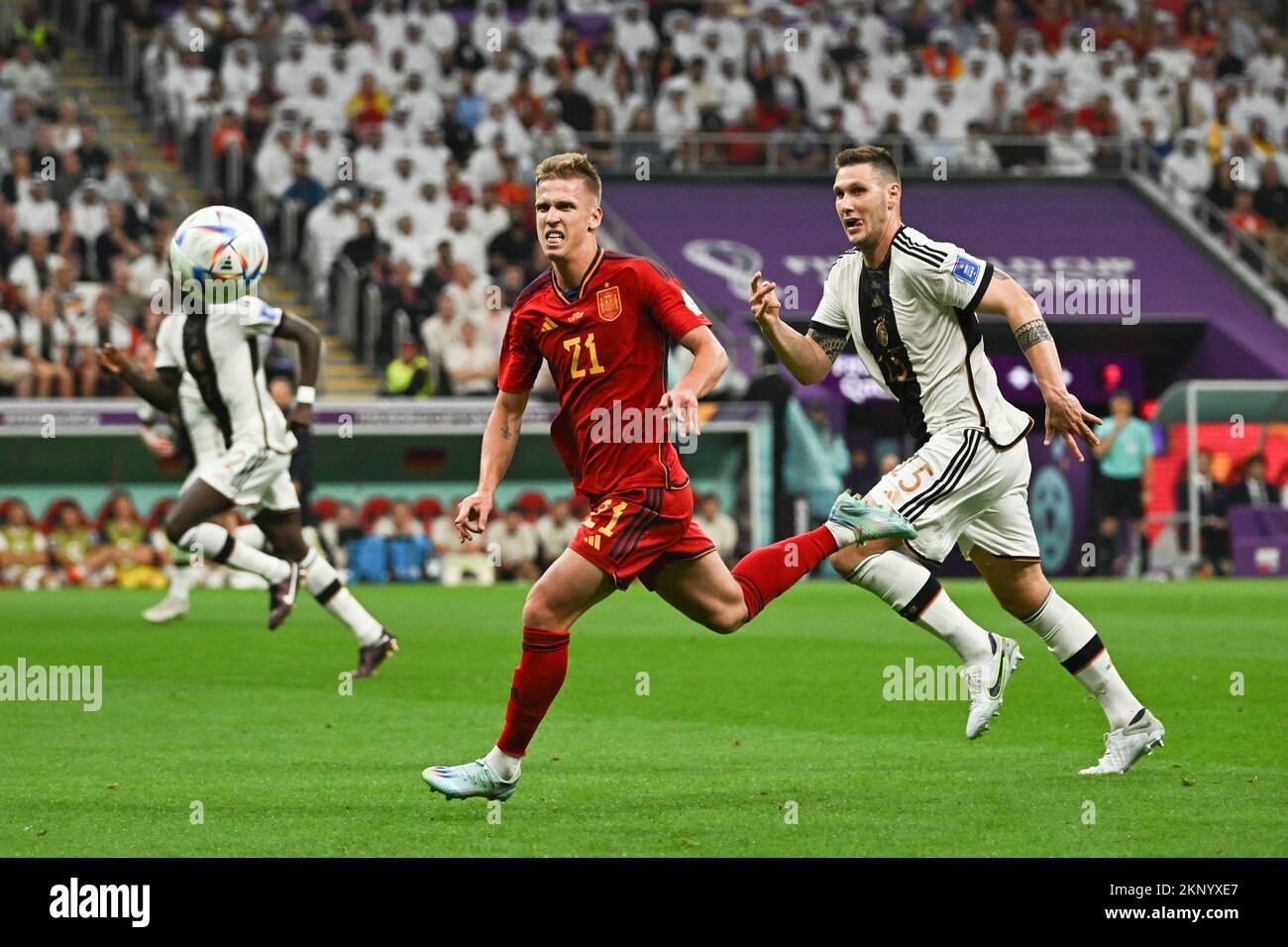 Dani Olmo of Spain and Niklas Sule of Germany during Spain v Germany ...