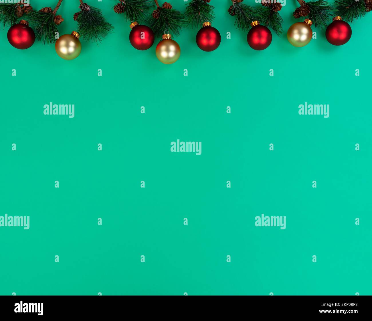 Merry Christmas or happy New Year background with fir tip branches and ...