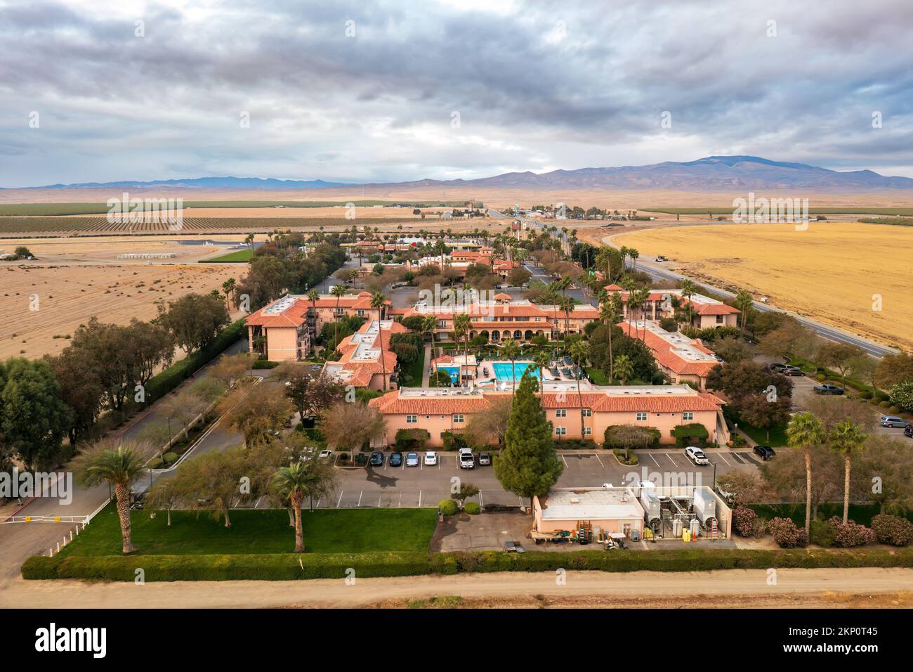 Aerial view of Harris Ranch Inn and Restaurant in Coalinga, California ...