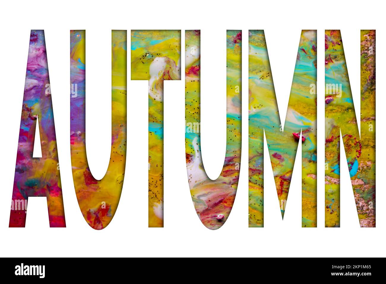 Abstract Natural Luxury art, fluid painting with Autumn text, alcohol ...