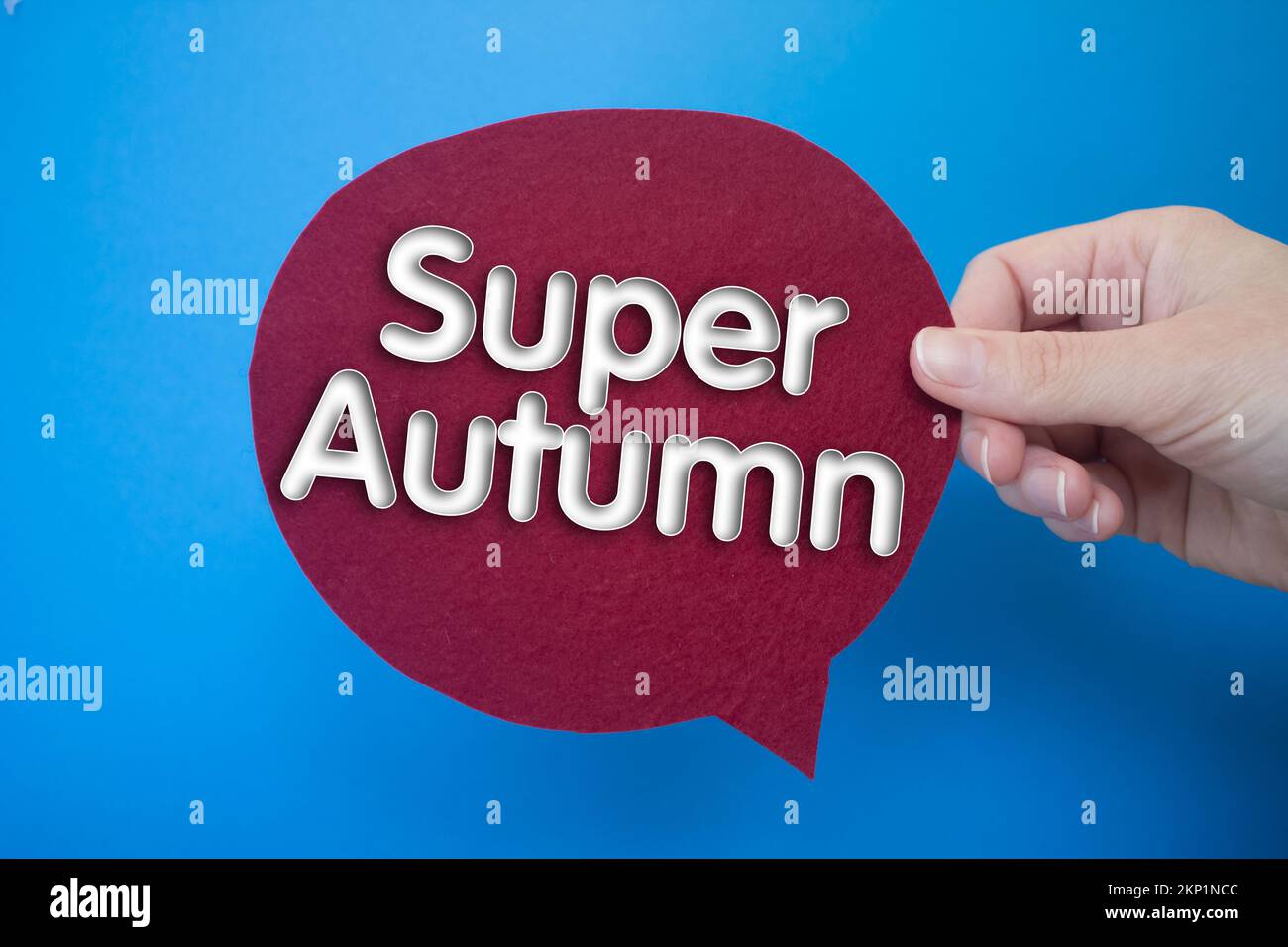 Speech bubble in front of colored background with Super Autumn text ...