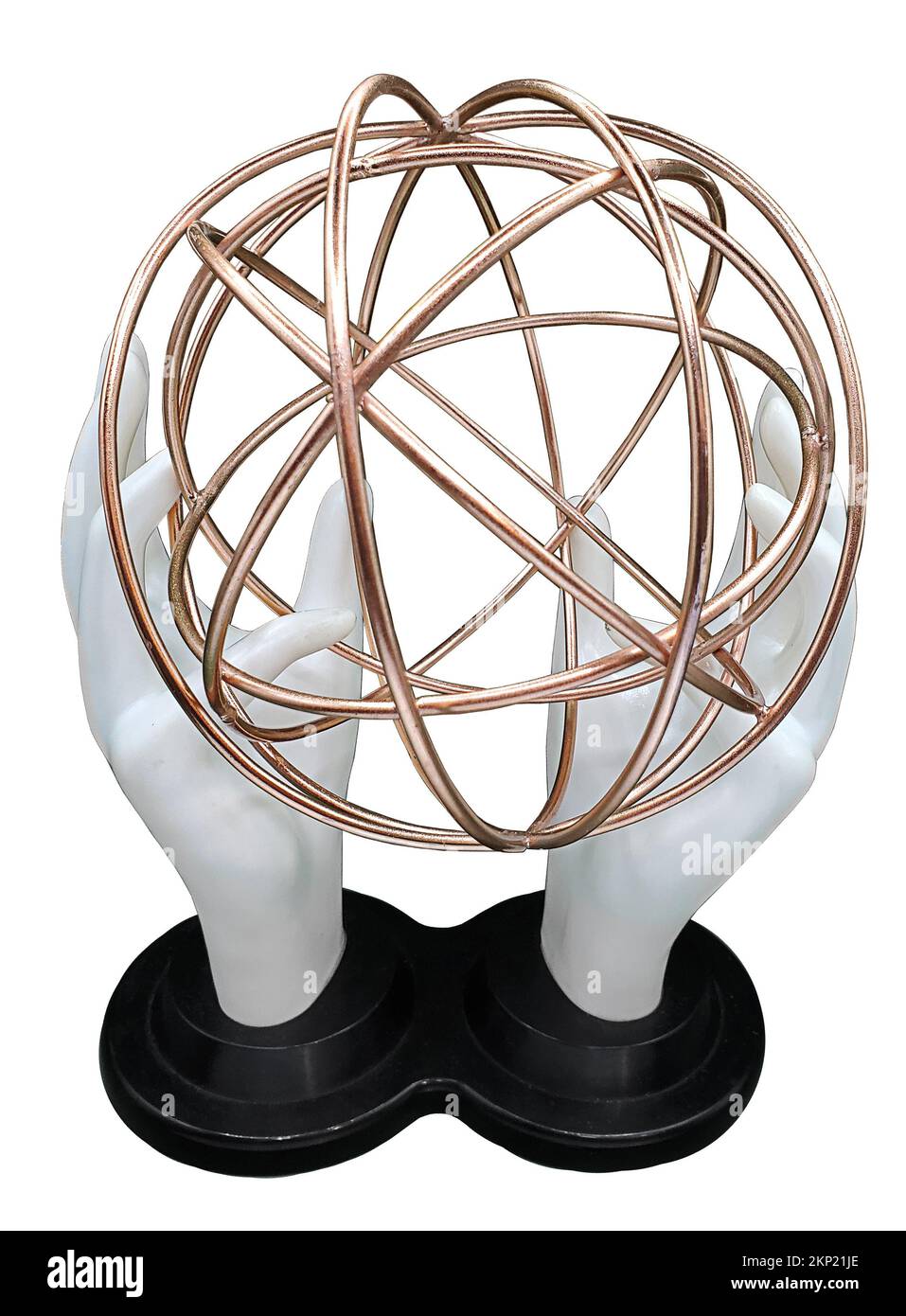 A pair of hands cradling brass sphere Stock Photo - Alamy