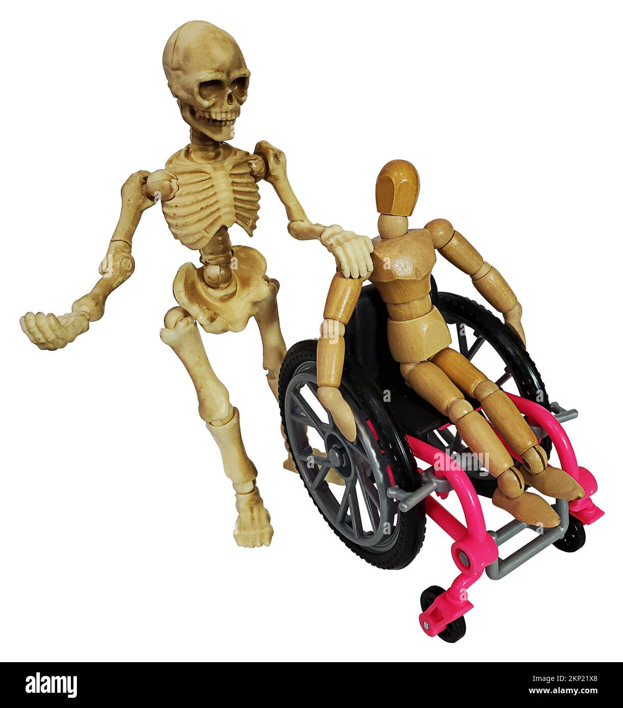 Person in Wheelchair with Skeleton Pointing offering a direction to go ...