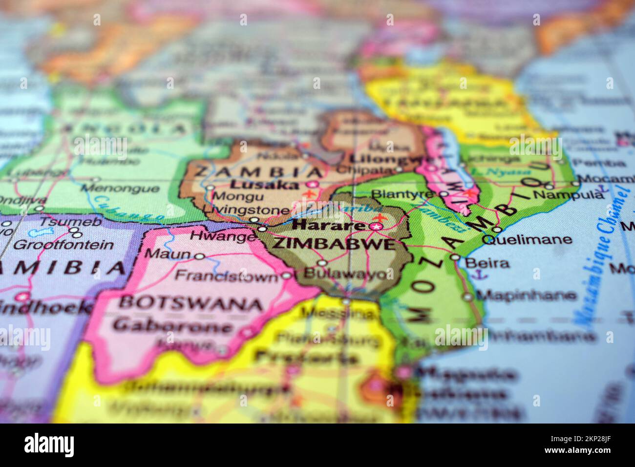 Zimbabwe Travel Concept Country Name On The Political World Map Very ...