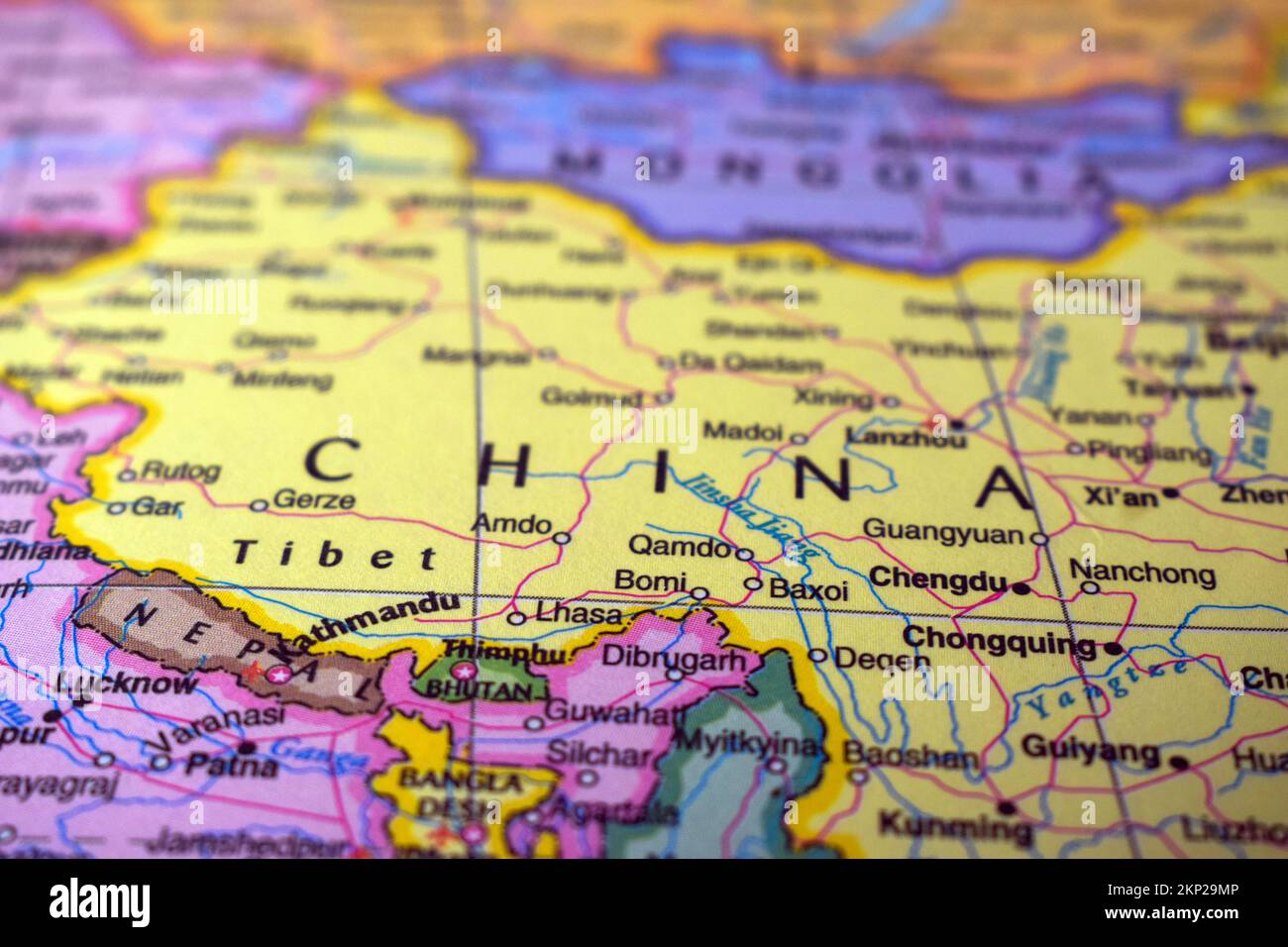 China Travel Concept Country Name On The Political World Map Very Macro ...