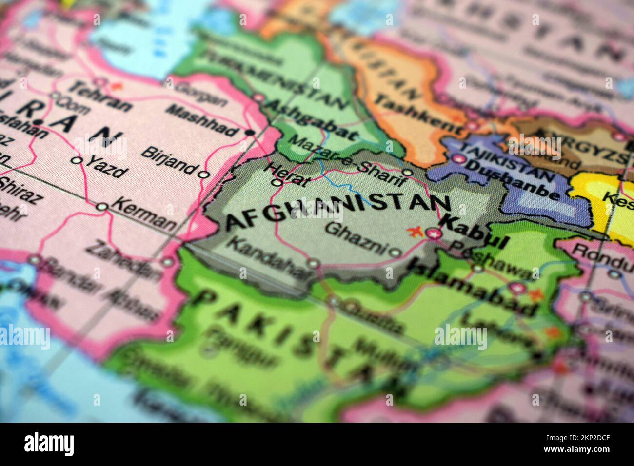Afghanistan Travel Concept Country Name On The Political World Map Very ...