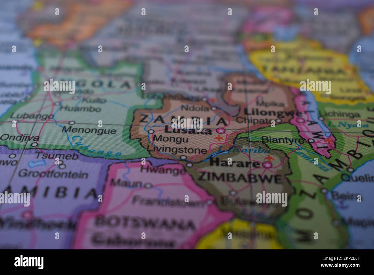 Zambia Travel Concept Country Name On The Political World Map Very ...