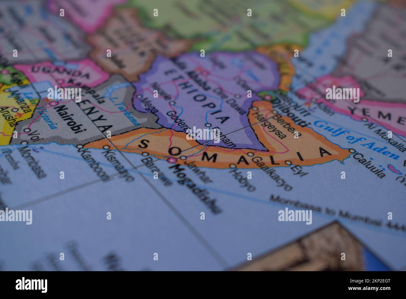 Somalia Travel Concept Country Name On The Political World Map Very ...