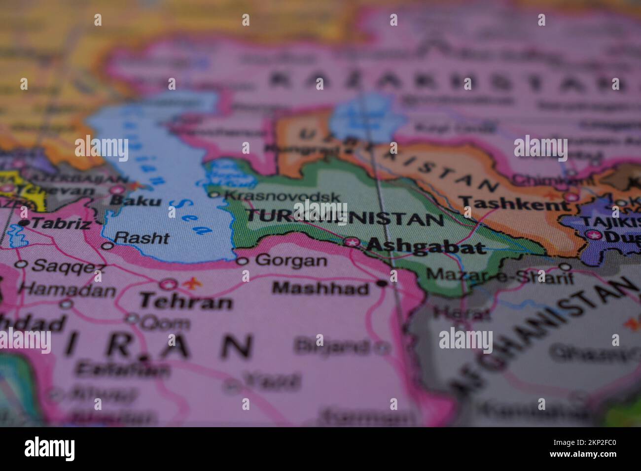 Turkmenistan Travel Concept Country Name On The Political World Map ...