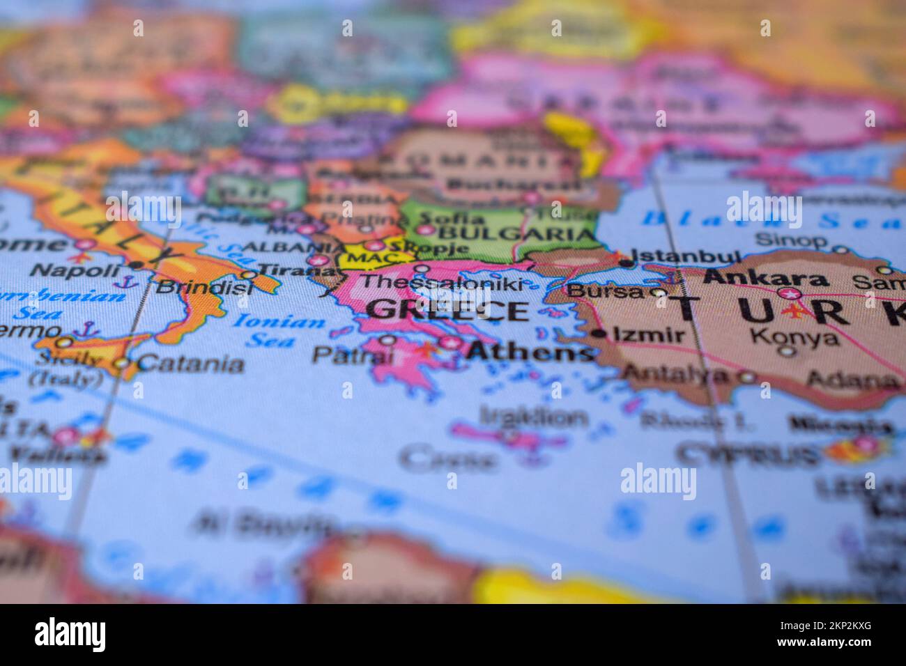 Greece Travel Concept Country Name On The Political World Map Very ...