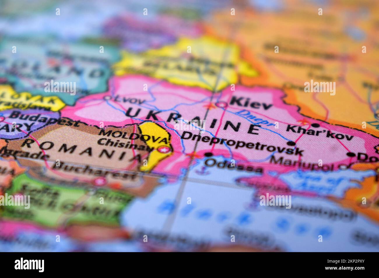 Ukraine Travel Concept Country Name On The Political World Map Very ...