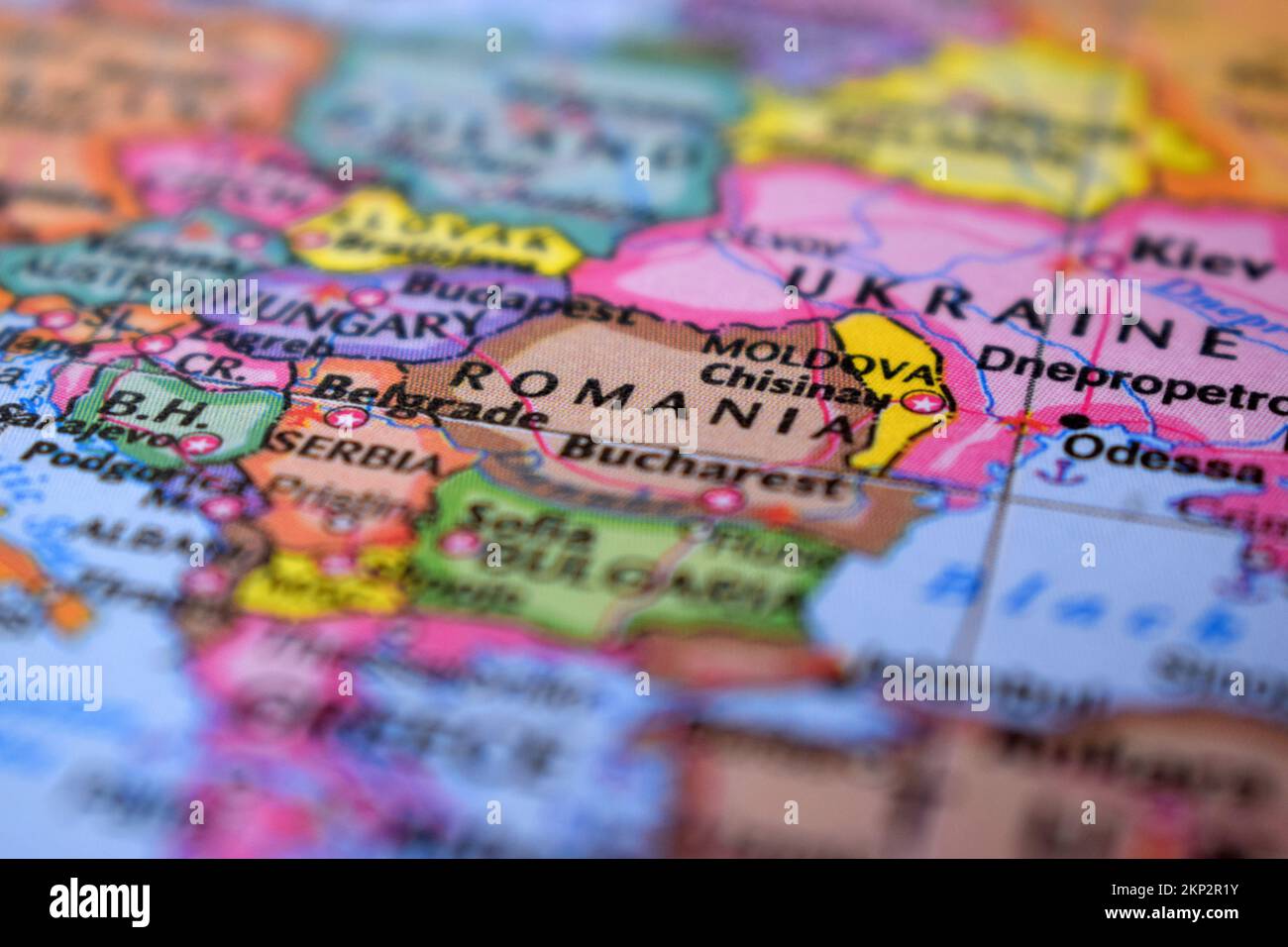 Romania Travel Concept Country Name On The Political World Map Very ...