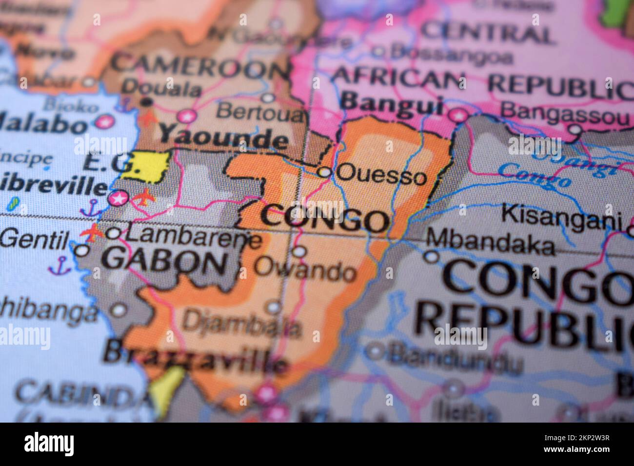 Congo Travel Concept Country Name On The Political World Map Very Macro ...