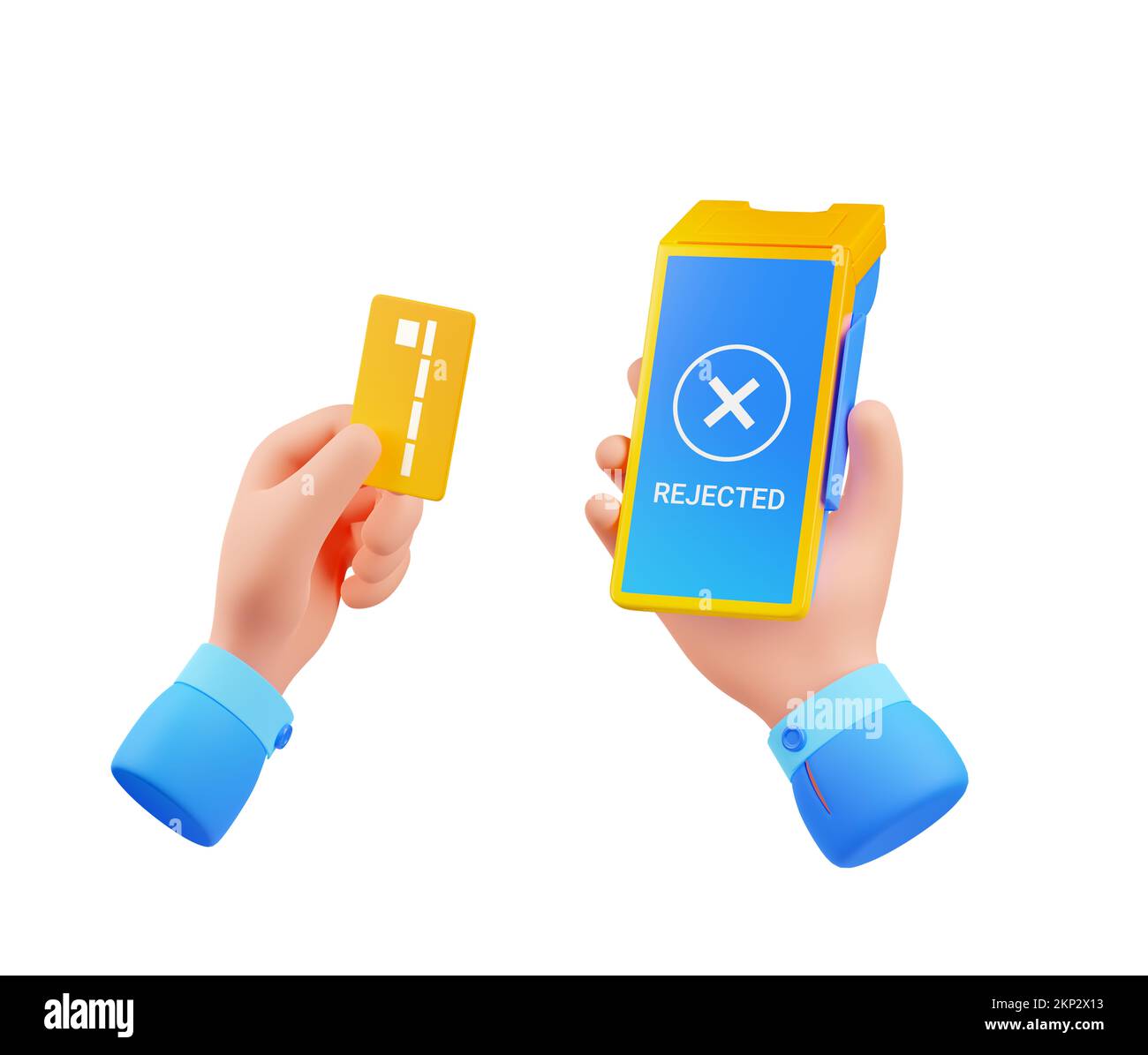 3d render pos terminal rejection, refusal cancel of payment. Client ...