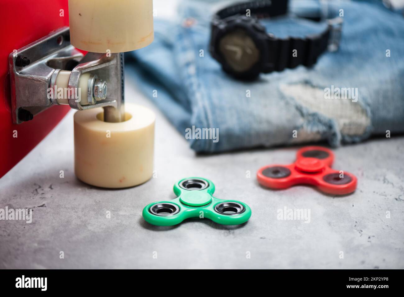 Plastic fidget spinner toy, stress and anxiety relieving toy Stock ...